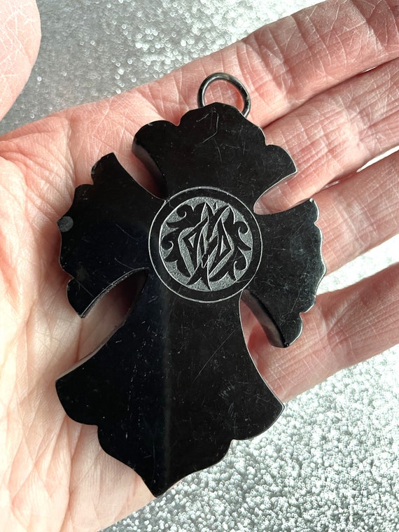Victorian Jet Pendant Mourning IMO In Memory Of - Gem