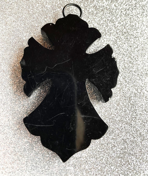 Victorian Jet Pendant Mourning IMO In Memory Of - Gem