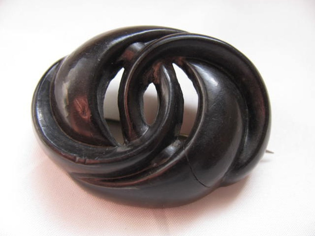 Victorian Vulcanite Brooch With Patent Stamp - Original - Etsy