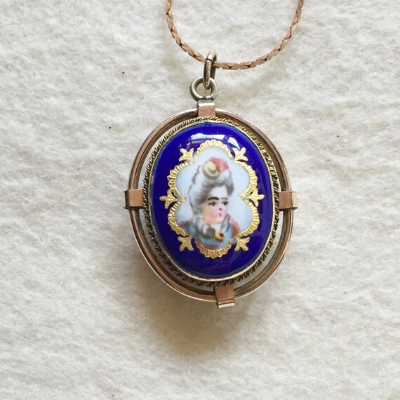 Victorian Enamel Pendant French Champleve Enamel - Gem