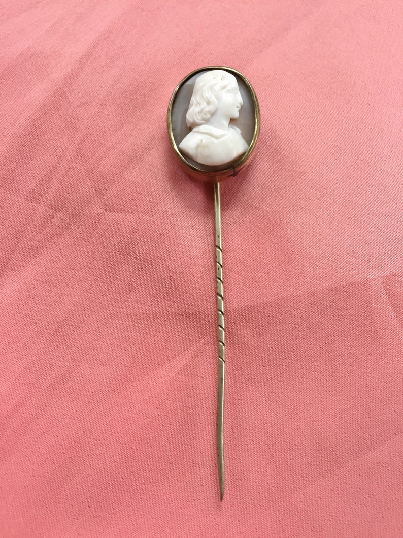 Victorian Cameo Carved Shell Stick Pin | Etsy