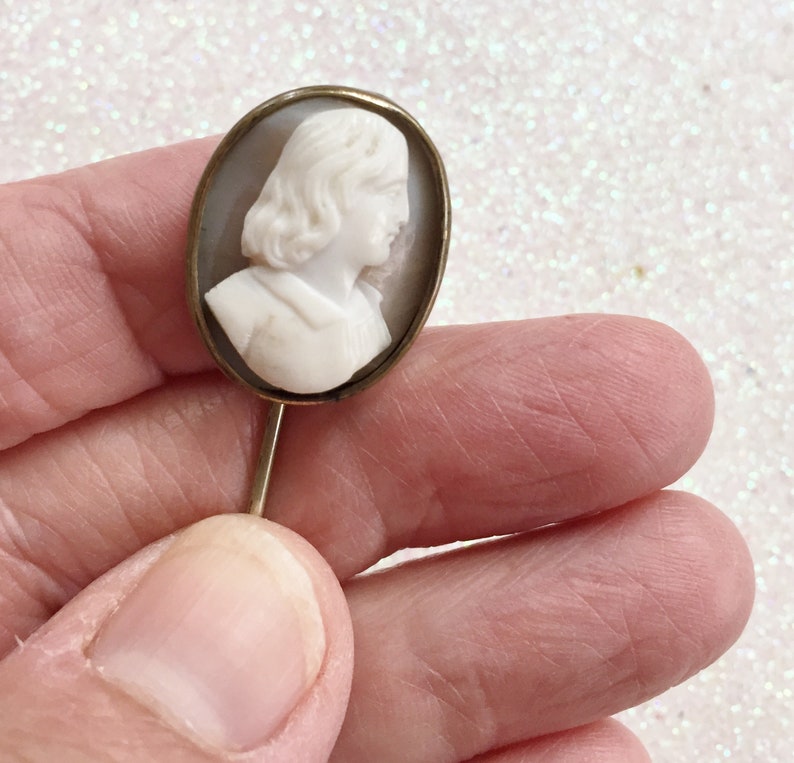 Victorian Cameo Carved Shell Stick Pin | Etsy