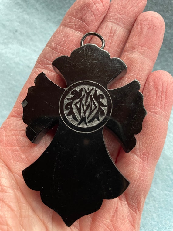 Victorian Jet Pendant Mourning IMO In Memory Of - Gem