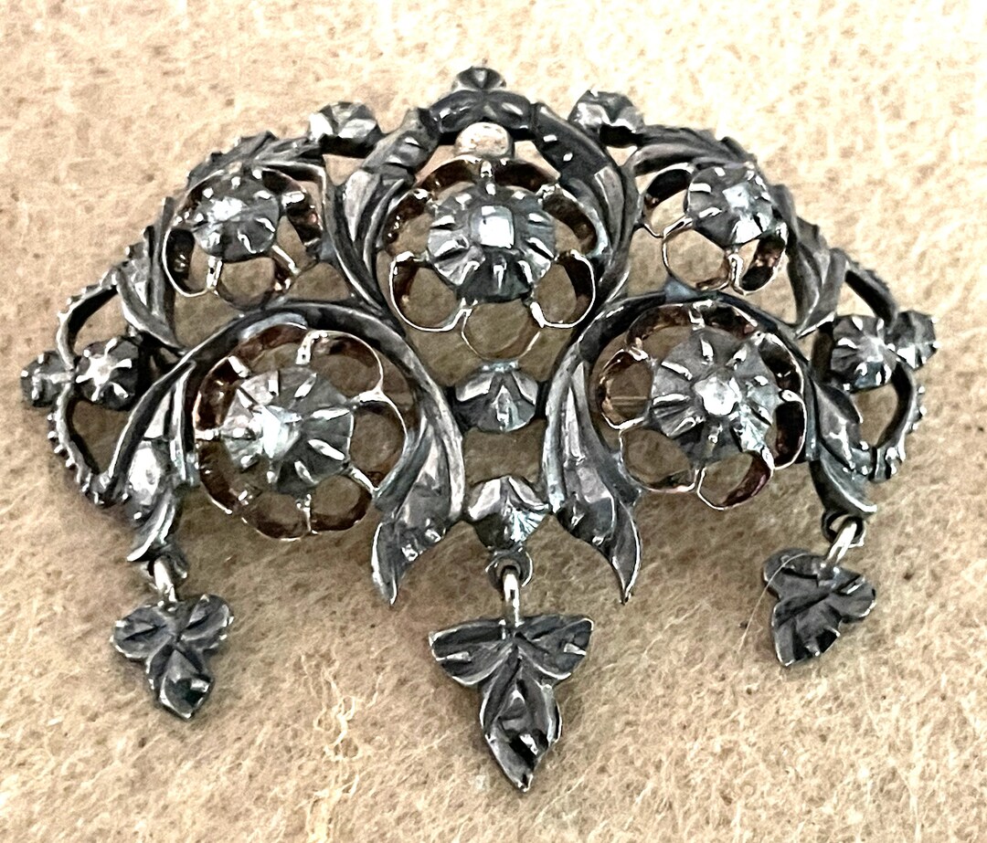 Georgian Rose Cut Diamond Brooch Original - Etsy