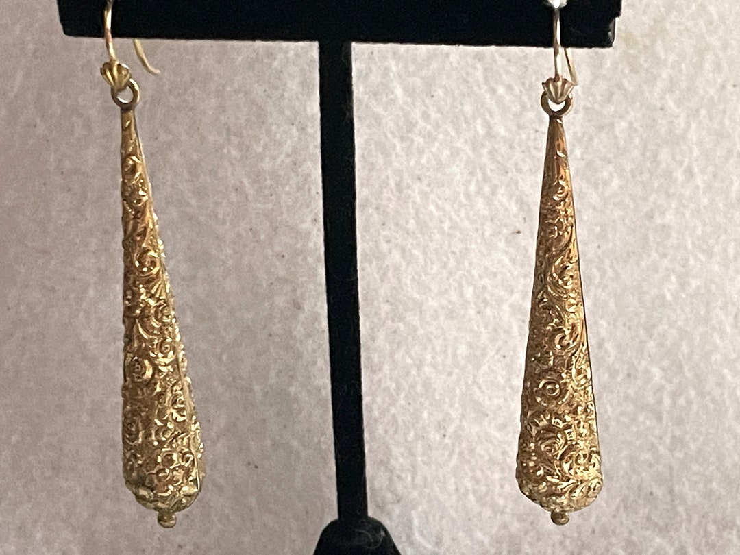 Victorian Pinchbeck Gold Earrings - Etsy
