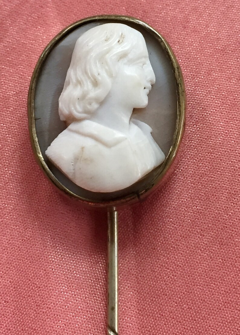 Victorian Cameo Carved Shell Stick Pin | Etsy