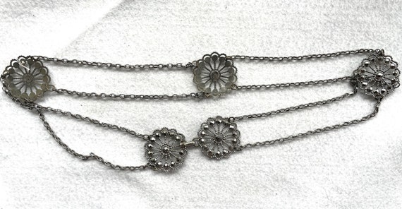 VICTORIAN Cut Steel Belt with Disks and Chains - RARE - Gem