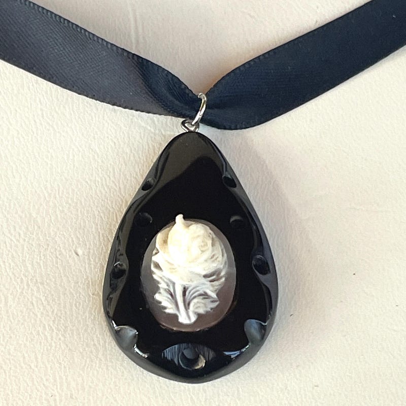 Carved Jet Pendant - Etsy