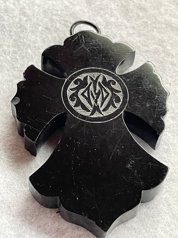 Victorian Jet Pendant Mourning IMO In Memory Of - Gem