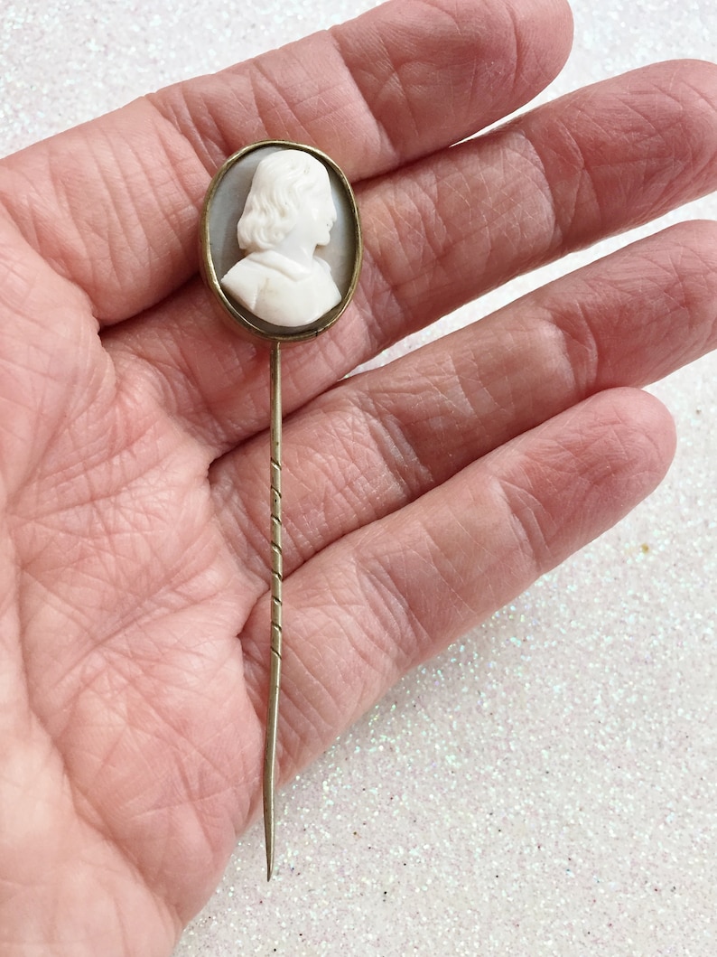 Victorian Cameo Carved Shell Stick Pin | Etsy