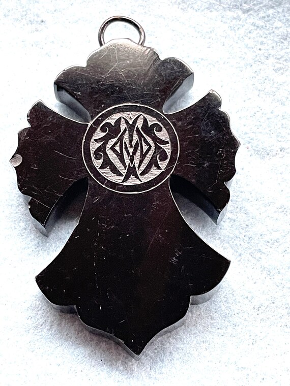 Victorian Jet Pendant Mourning IMO In Memory Of - Gem