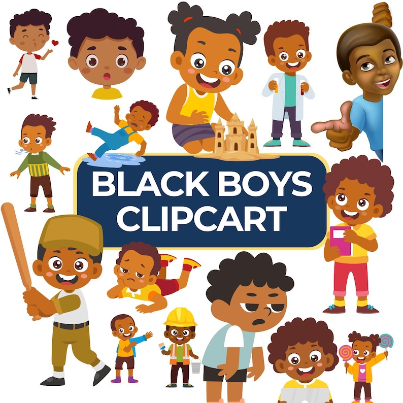 Black Boy Clipart | African American Boy PNG | Digital Download for ...