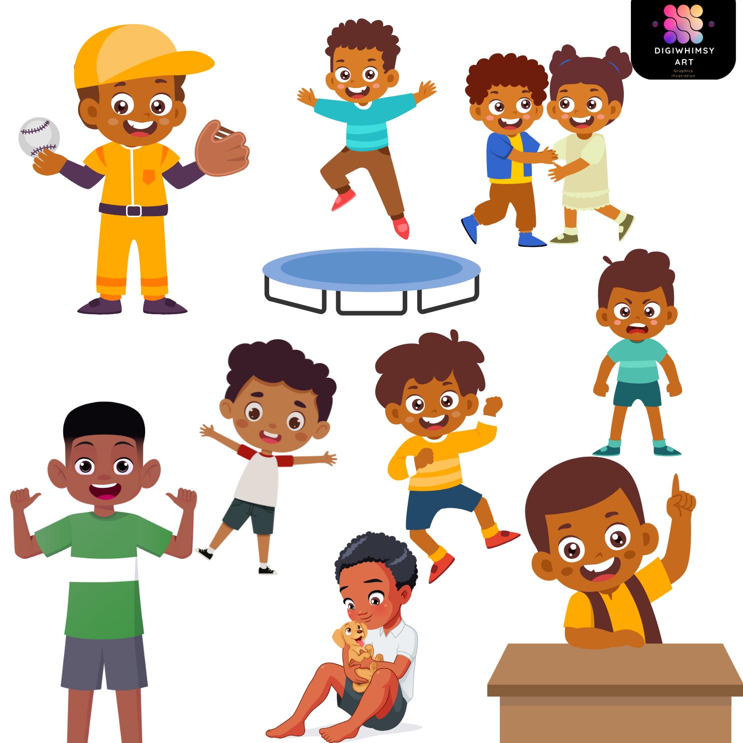 Black Boy Clipart | African American Boy PNG | Digital Download for ...