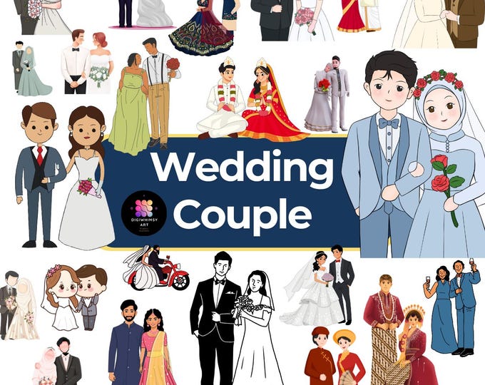 Kid Couple Clipart, Vector Wedding, Boy and Girl, Love, Bride and Groom ...