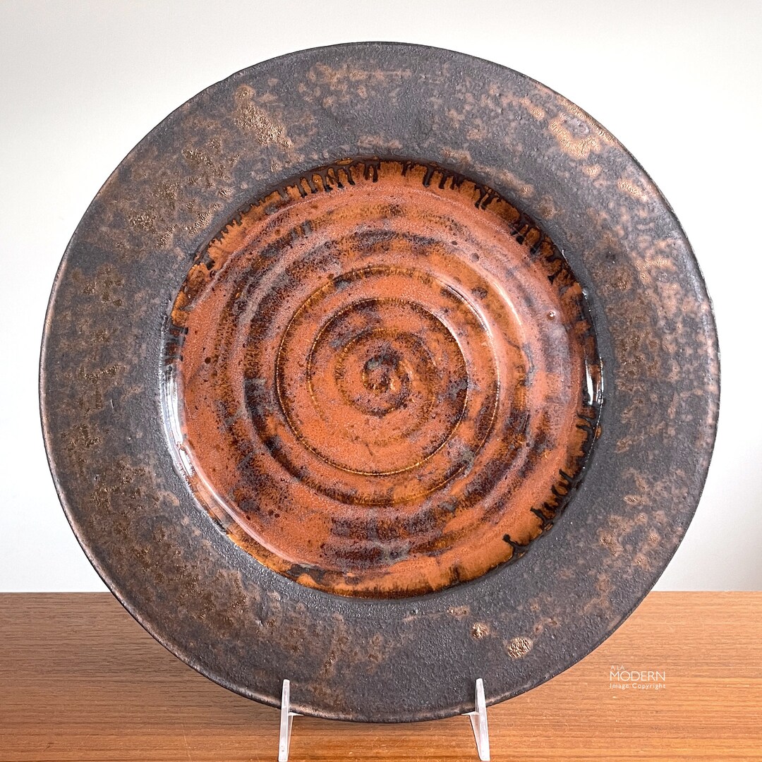 Helen Faibish Studio Pottery Large Metallic Raku Modernist Charger ...