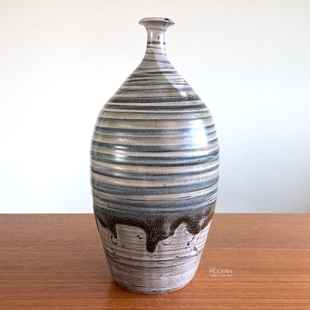 Joseph Hysong Striped Studio Art Pottery Vase Mid Century Modern ...
