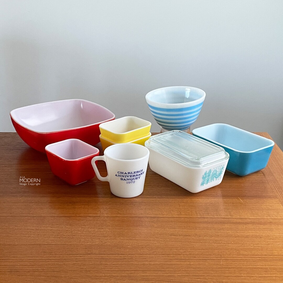 Various Pyrex Pieces: Rainbow Stripes Charleroi 1972 Mug Butterprint ...