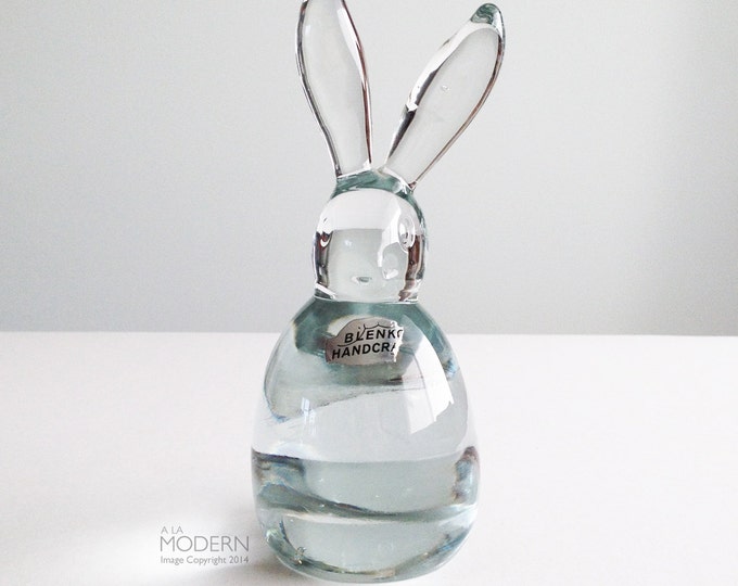 Blenko Clear Glass Bunny Rabbit Paperweight Figurine - Etsy