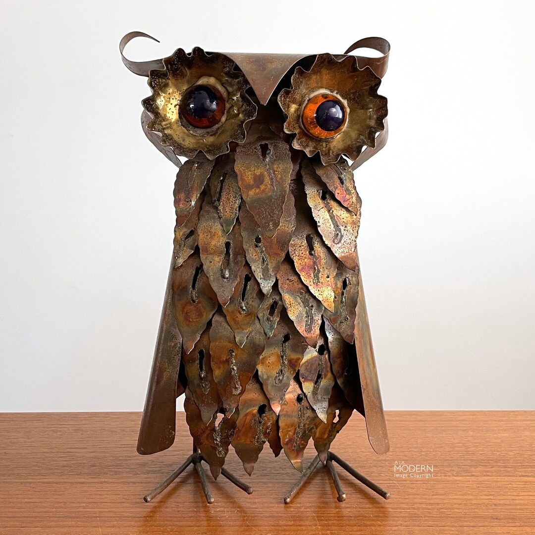 Curtis Jere Style Owl Brutalist Metal Art Sculpture MCM 11 1/2" Tall ...
