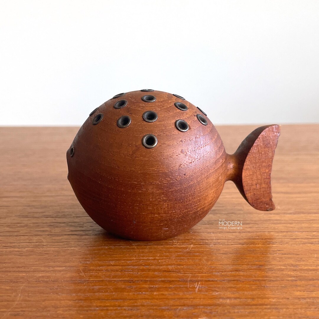 Danish Teak Wood Fish Hors D'oeuvres Toothpick Server Mid Century ...