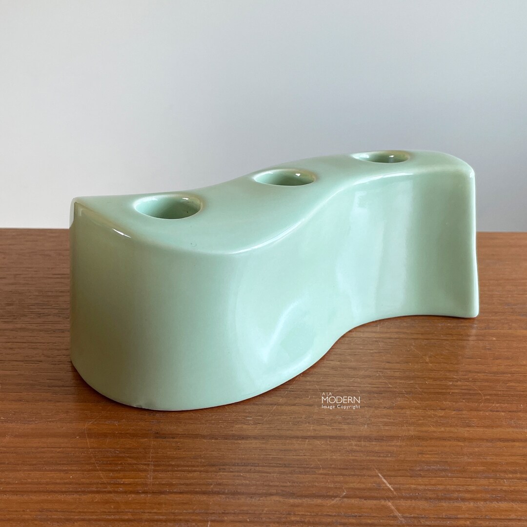 Red Wing Pottery Mint Green Triple Candleholder B1422 Mid - Etsy