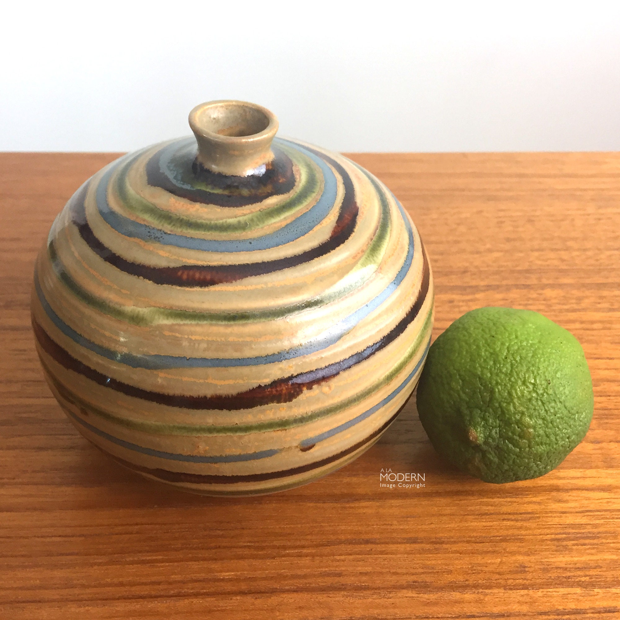 Japanese Modern Striped Weedpot Pottery Vase Otagiri Takahashi | Etsy