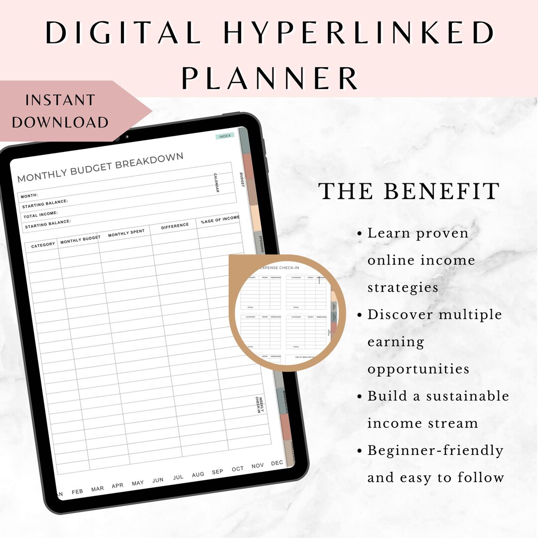 Digital Budget Planner | Fully Hyperlinked Finance Tracker | Monthly ...