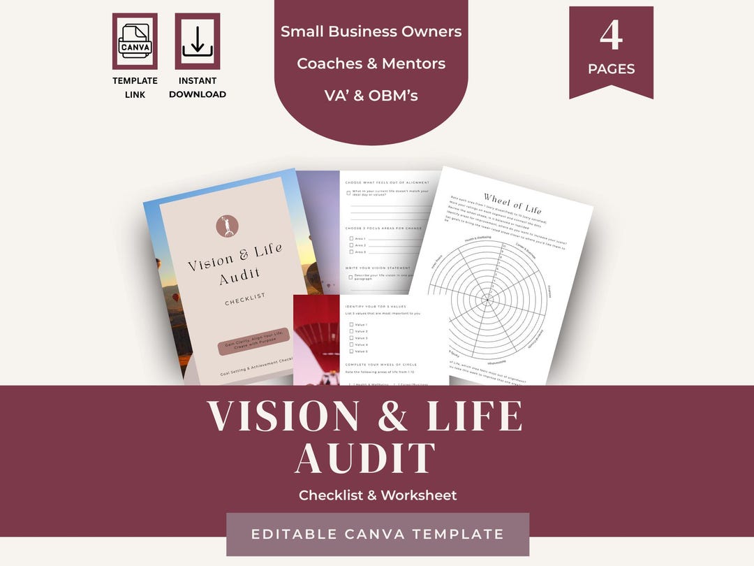 Vision & Life Audit Checklist: Canva Template (digital Download) - Etsy