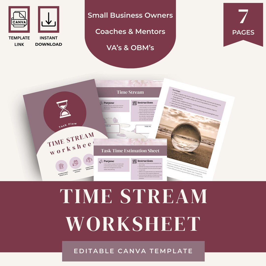 Daily Time Mapping Worksheets for Coaches & Business Owners | Visualize ...