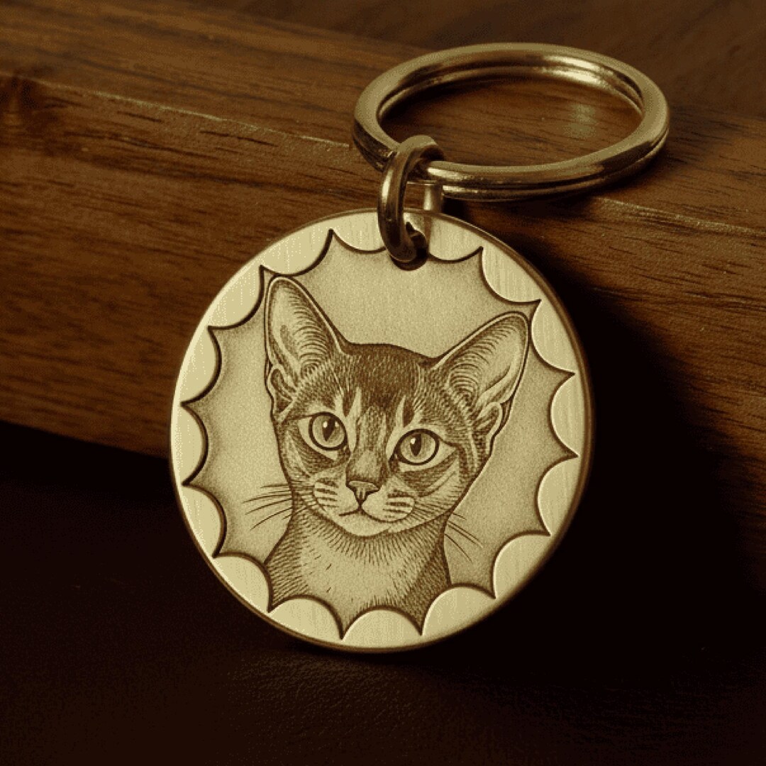 Personalized Pet Portrait Keychain, Custom Pet Photo Keychain, Cat Loss ...