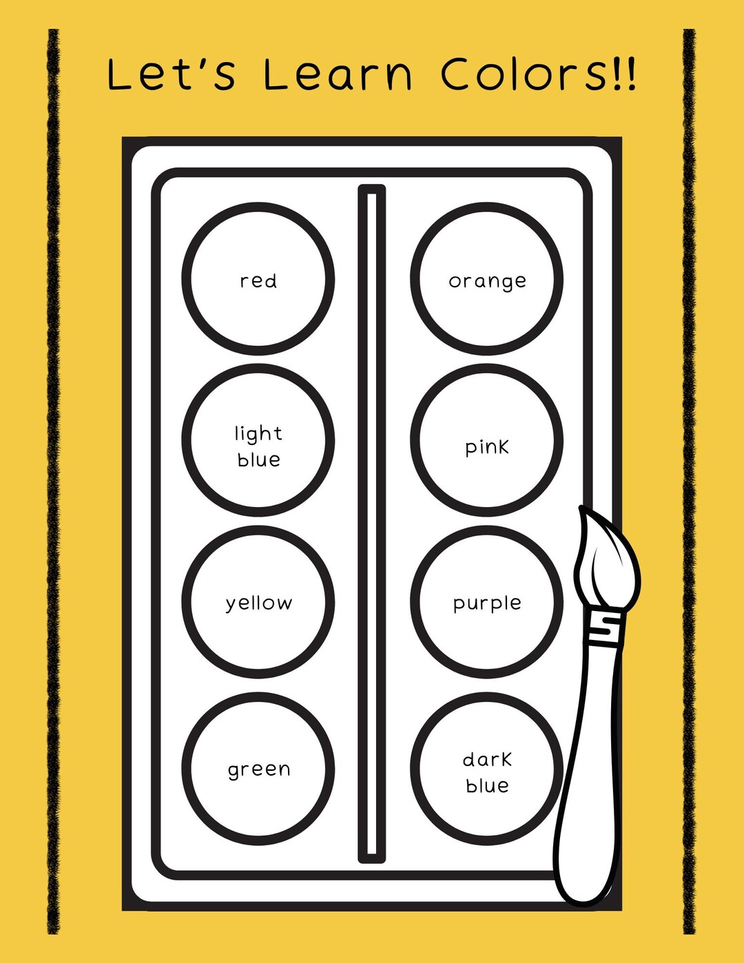 Lets Learn Colors Paint Sheet - Etsy