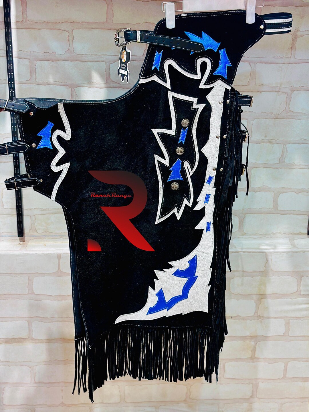Bull Riding Chaps Western Black Leather Show Adult Chap Fringes - Etsy