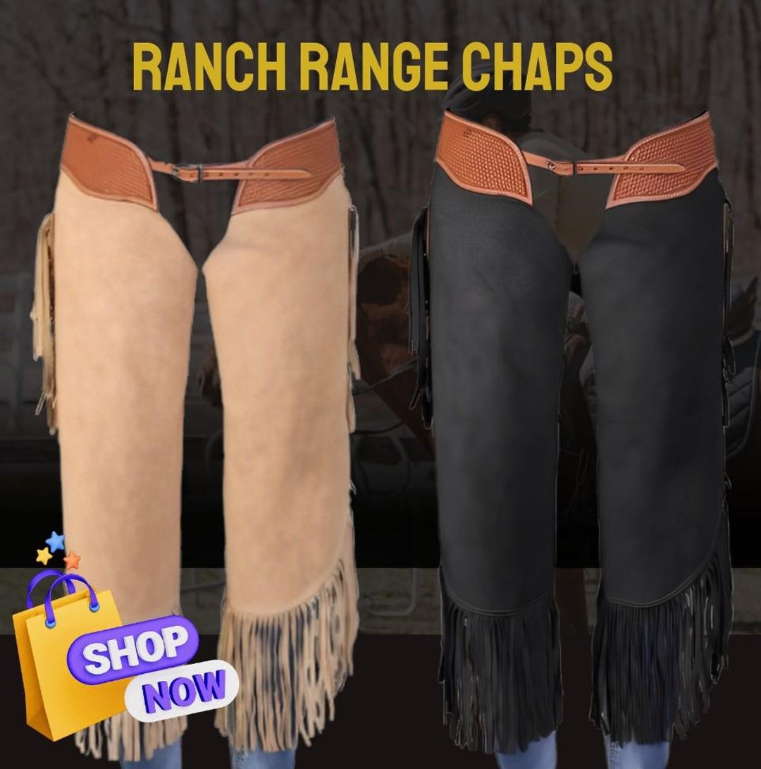 Custom Western Leather Chinks Chaps - Tooled Yoke & Fringe for Men ...