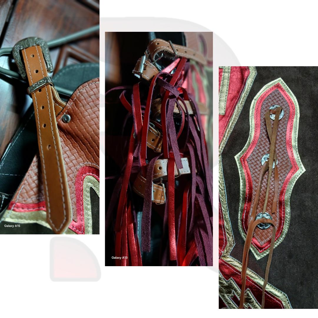 Bull Riding Chaps Western Browinsh Red Leather Show Adult Chap Fringes ...