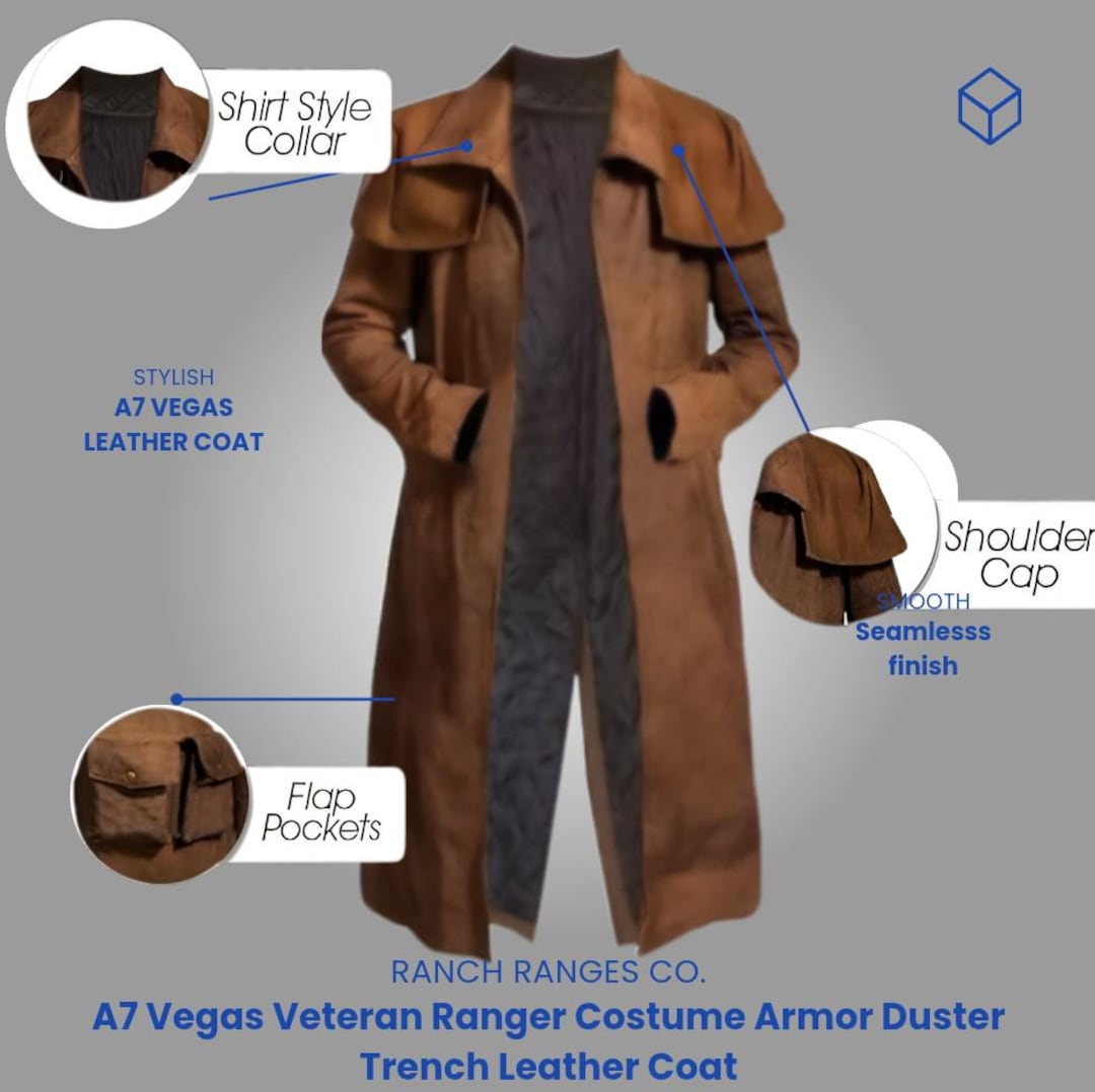 Vegas Veteran Ranger Armor Coat | A7 Leather Duster Trench - Etsy
