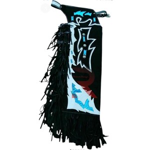 Bull Riding Chaps Western Black Leather Show Adult Chap Fringes - Etsy
