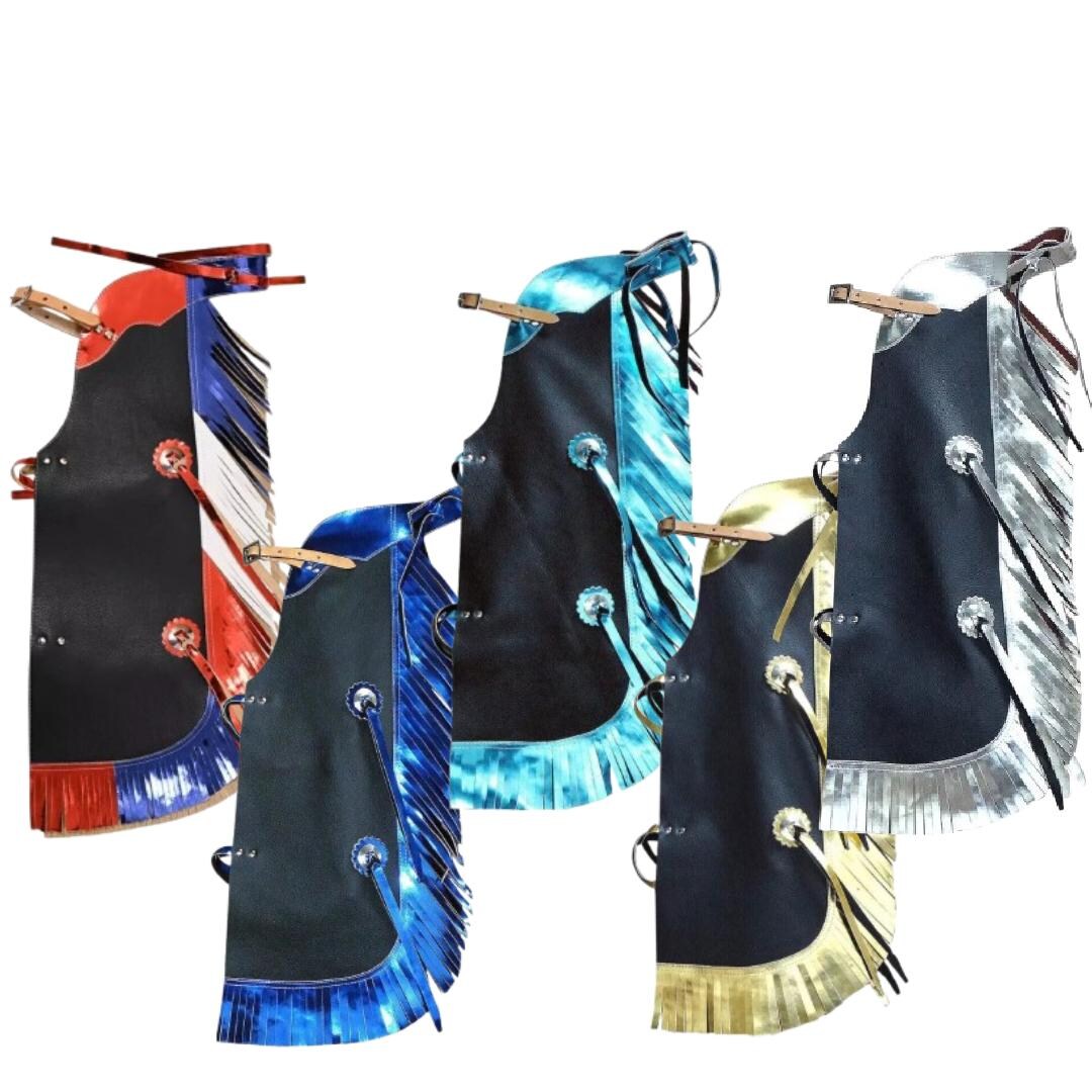 Bull Riding Chaps Western Black Leather Show Adult Chap Fringes - Etsy
