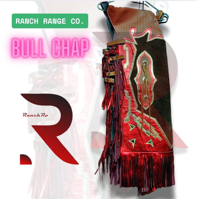 Bull Riding Chaps Western Browinsh Red Leather Show Adult Chap Fringes ...