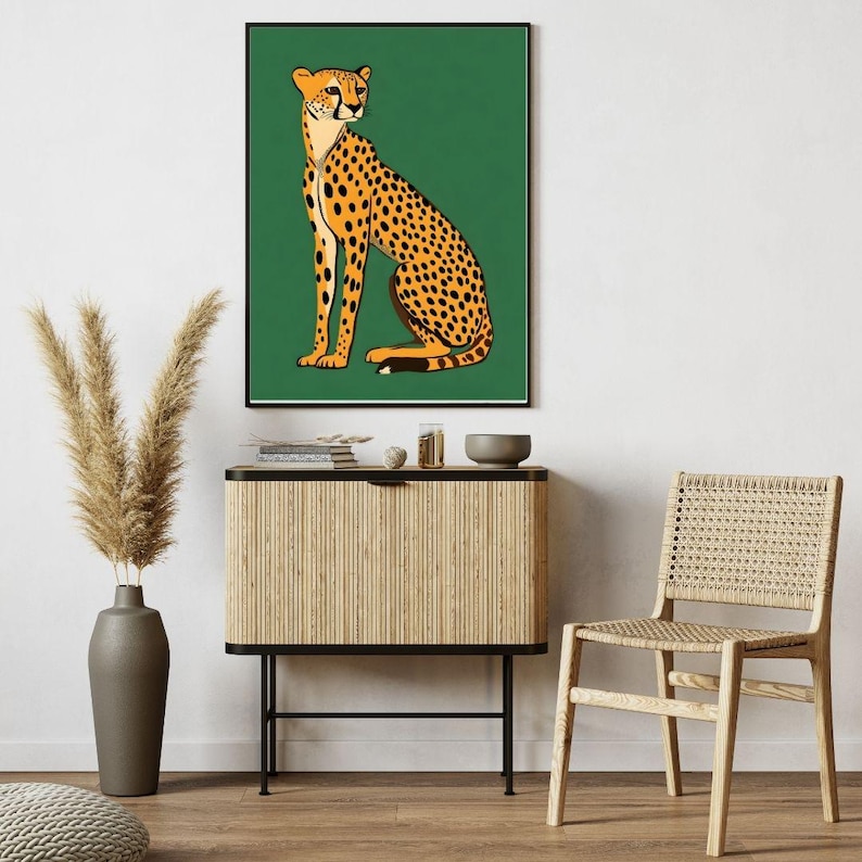 Majestic Cheetah Art Print | Illustrated Big Cat Digital Download ...