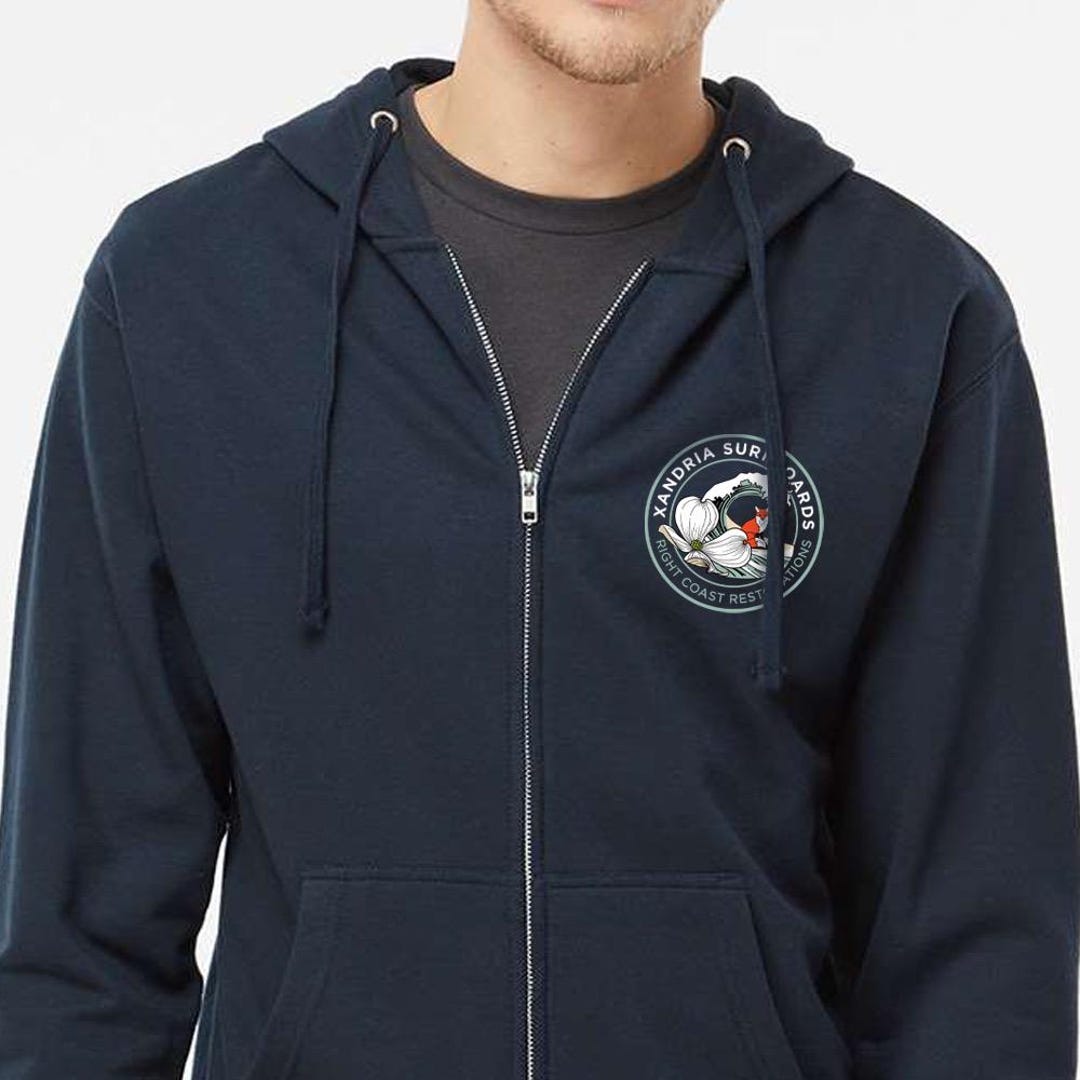 Xandria Surfboards Logo Front Zip Hooded Sweatshirt Navy Blue - Etsy