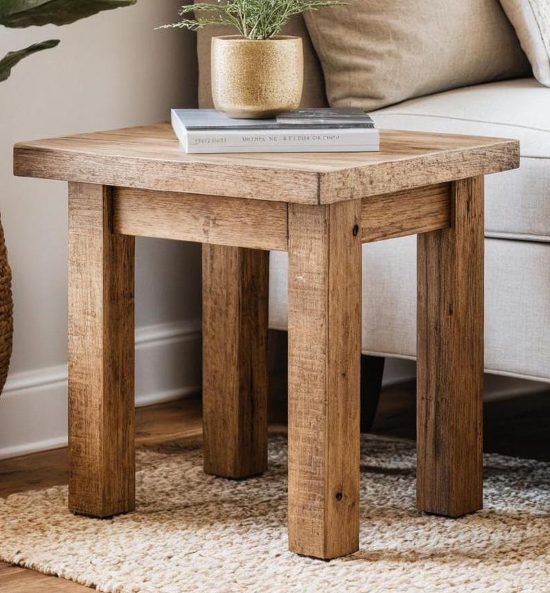 Reclaimed Rustic Wood End Table With Drawer, Barnwood Rustic Side Table ...