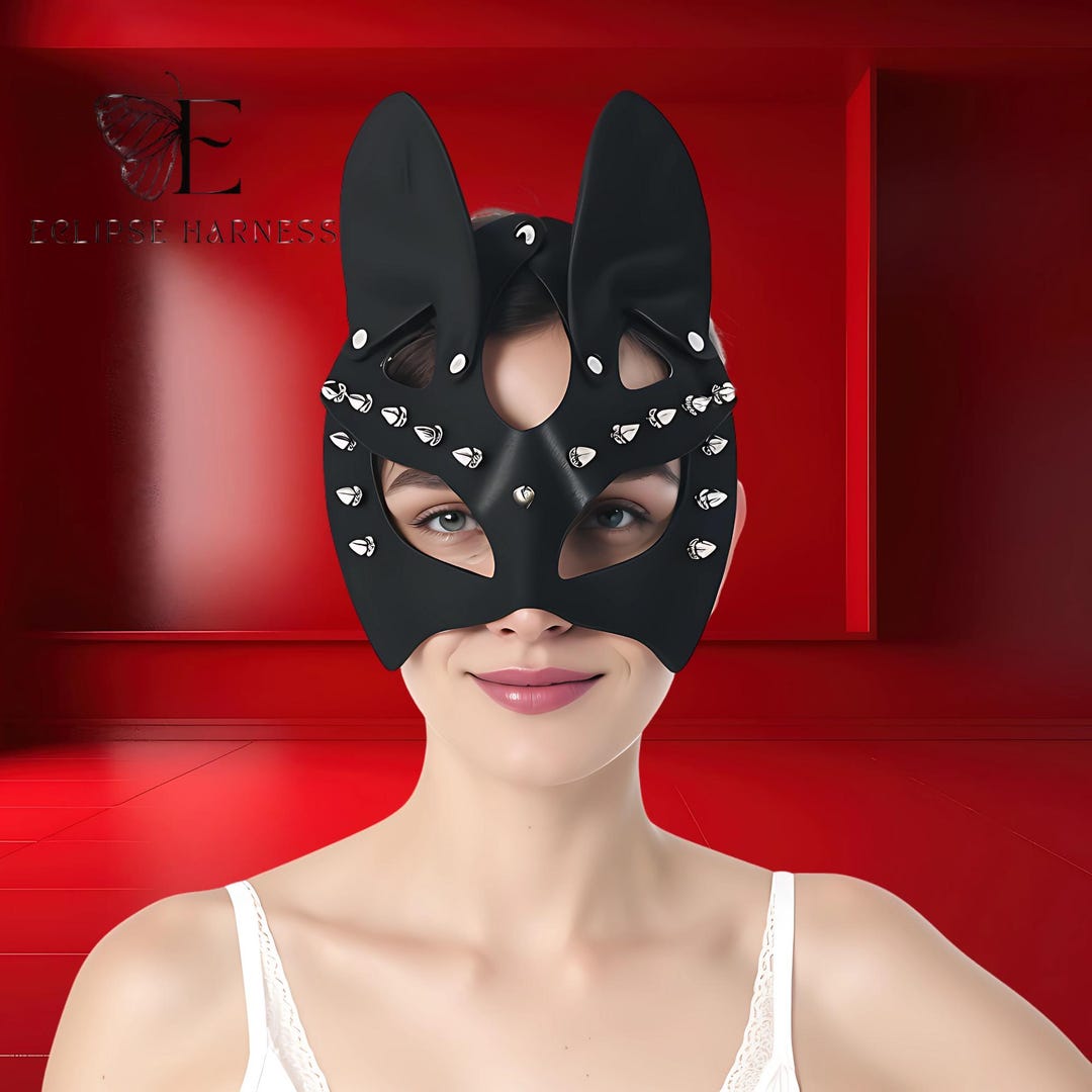 Leather Cat Mask, Costume Parties, Masquerade Mask, Leather Kitten Mask ...