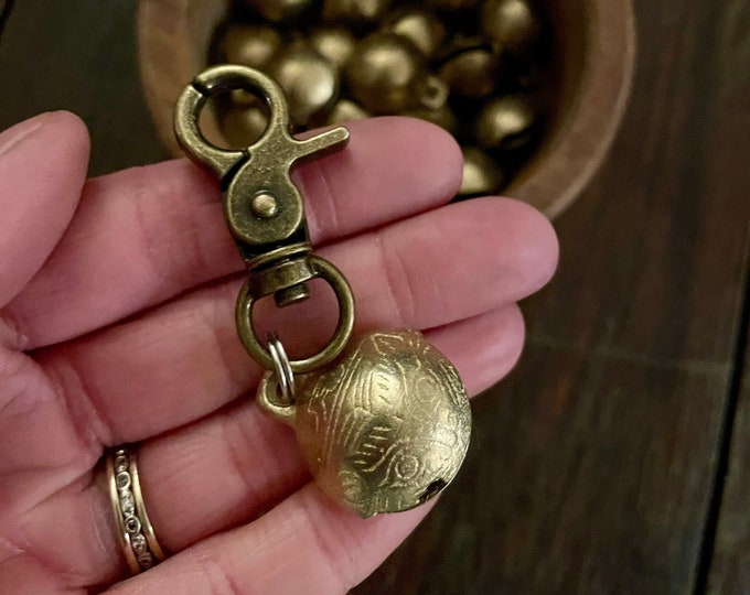 Dog Collar Bell - Antique Inspired Brass Sleigh Bell - Pet Collar Bell ...