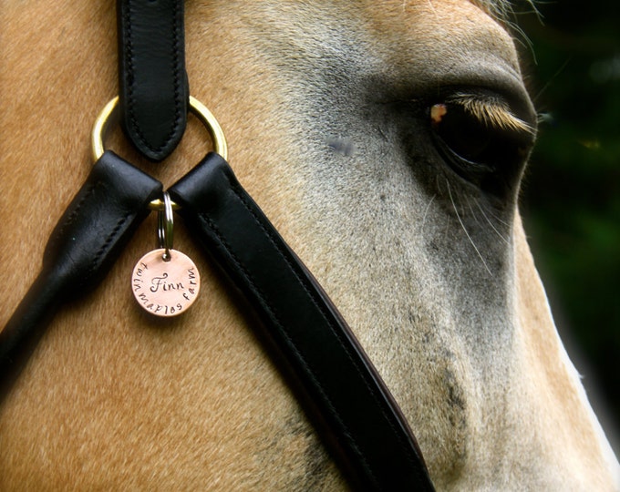 Custom Equestrian Halter Tag / Bridle Tag in Hand Stamped Copper ...