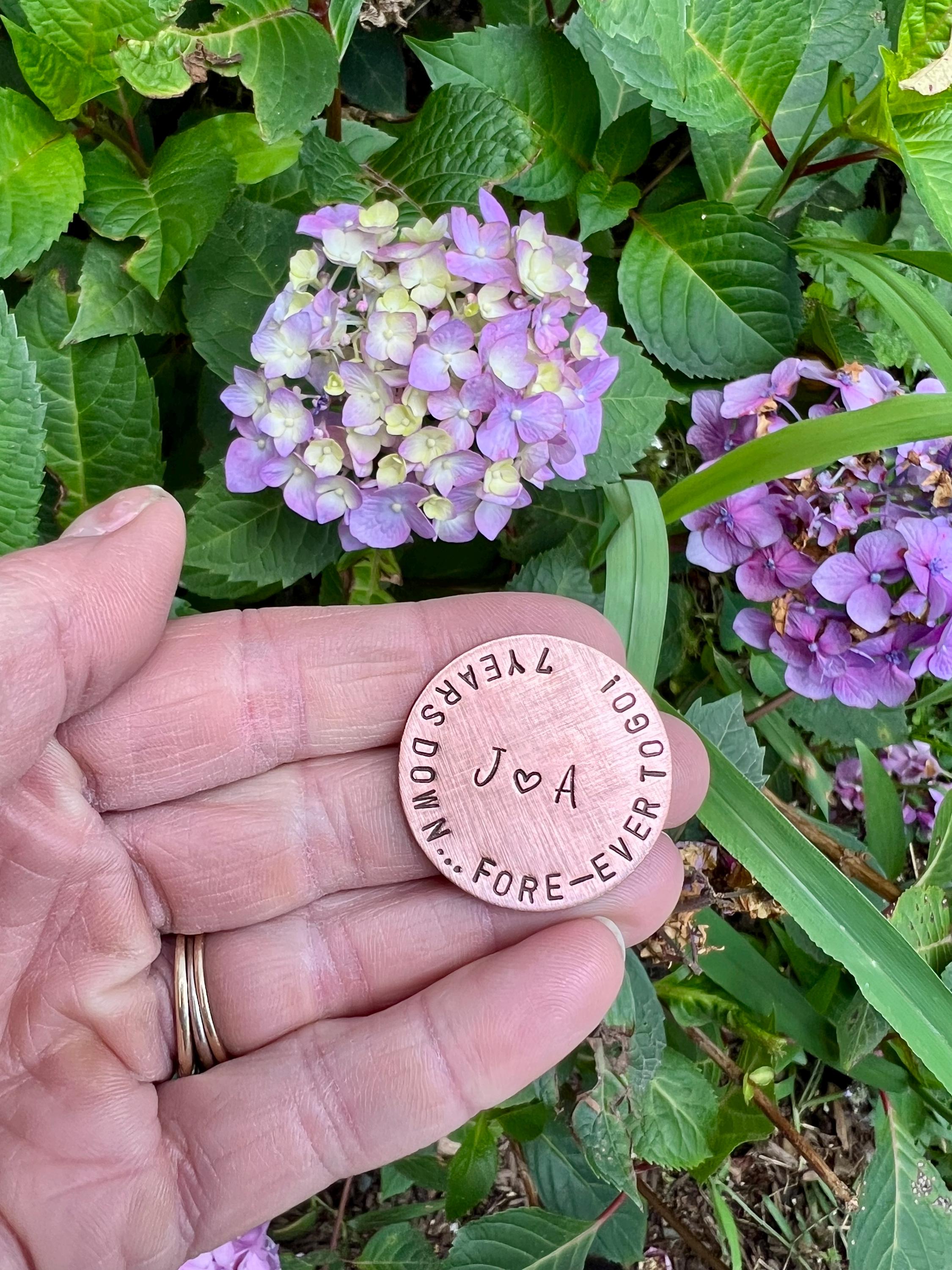 Copper Golf Ball Marker for 7th Anniversary - Custom Copper Gift for ...