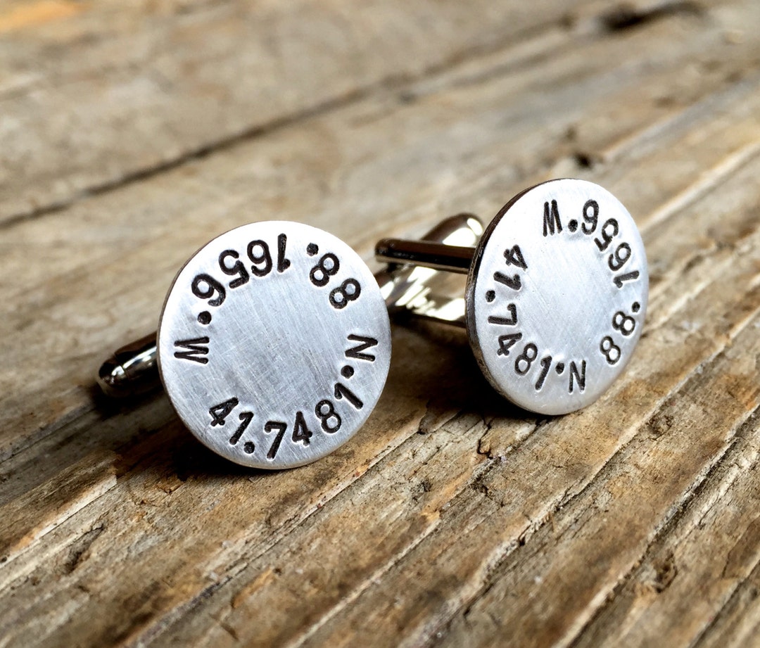 Custom Coordinate Cufflinks - Personalized Cufflinks for Anniversary or ...