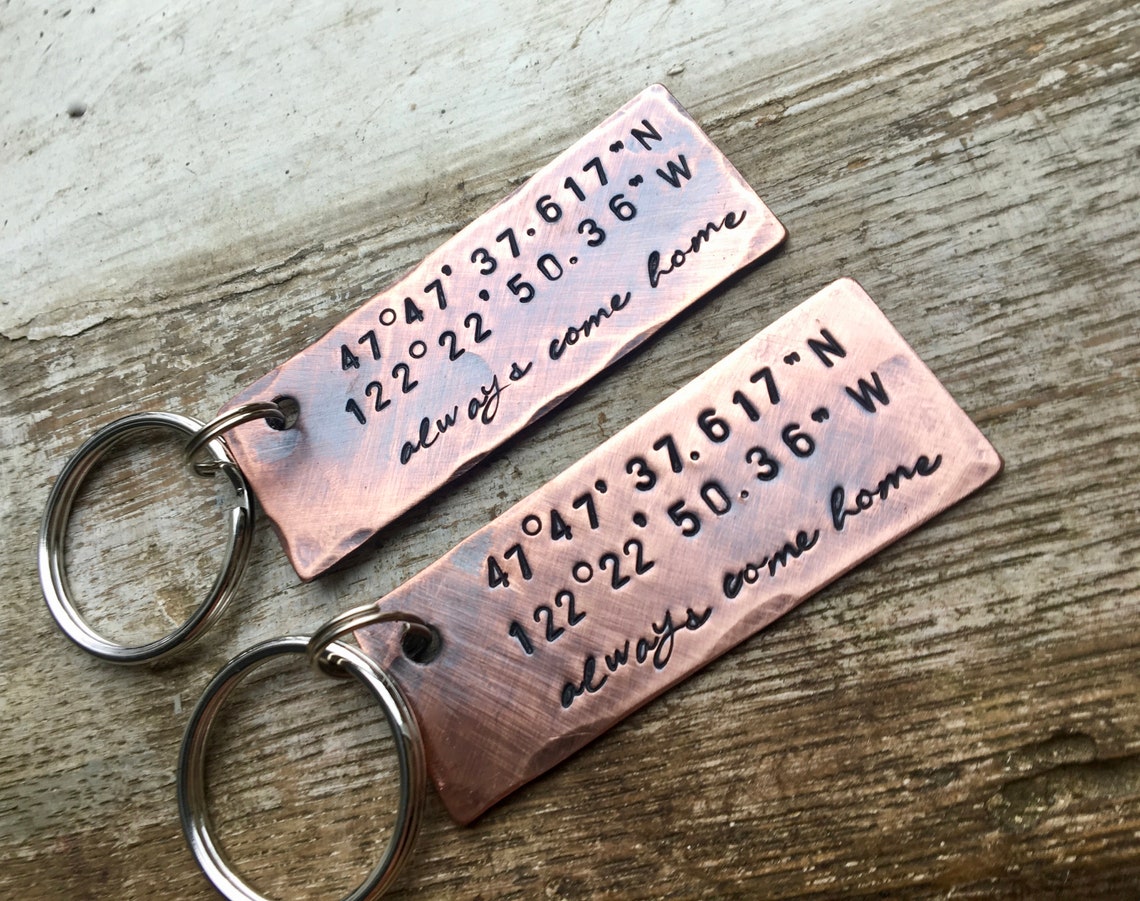 Custom Coordinate Keychain / Latitude Longitude Keychain - Etsy