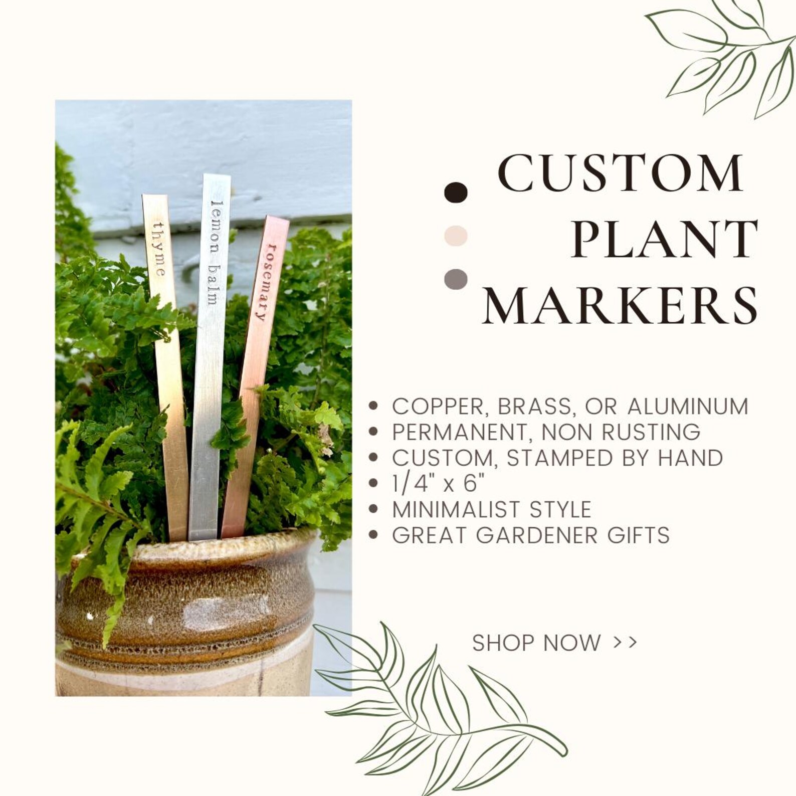 Custom Metal Garden Markers, Plant ID Stakes, Personalized Herb Tags ...