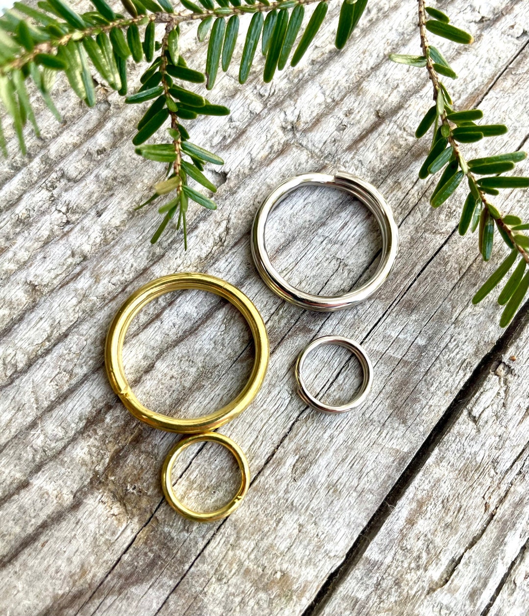 Brass or Nickel Split Ring, Small Keychain, ID Tag Attachment Extra ...