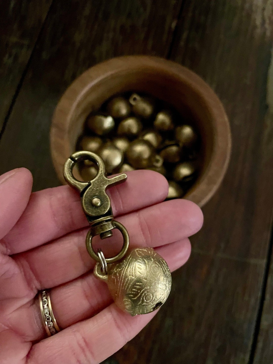 Dog Collar Bell - Antique Inspired Brass Sleigh Bell - Pet Collar Bell ...